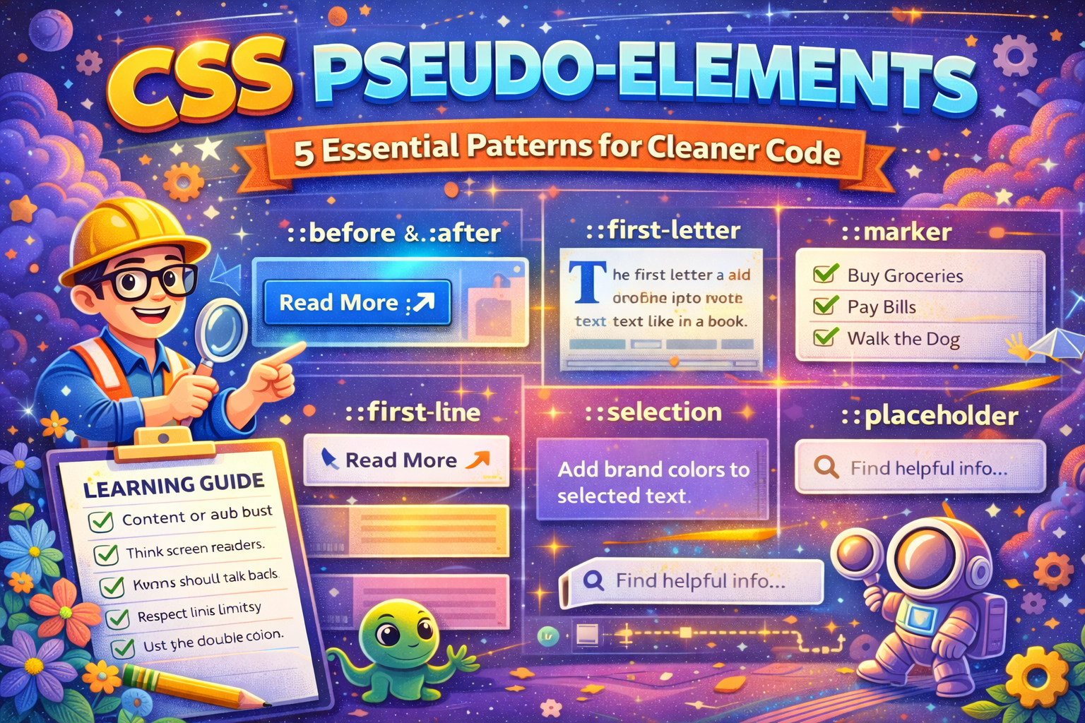 CSS Pseudo Elements: 5 Essential Patterns to Know - Drive Coding